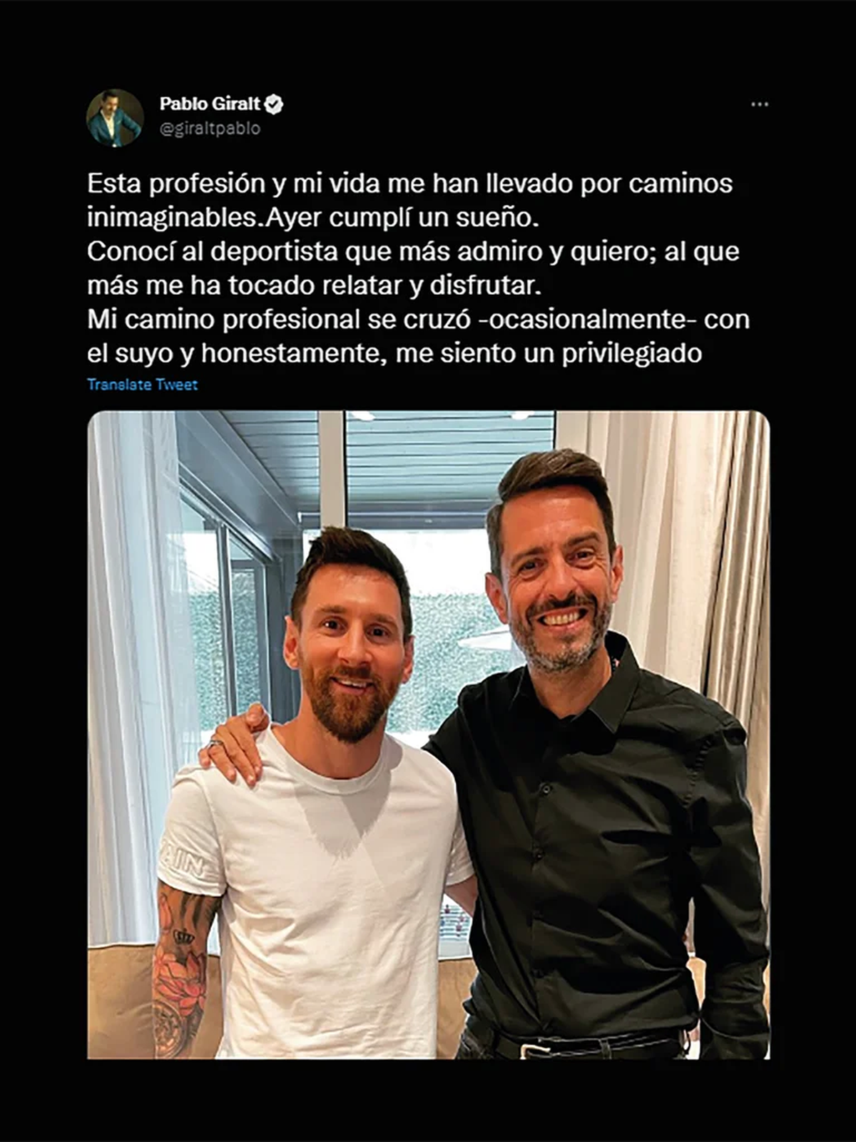 La emoción de Pablo Giralt al entrevistar a Messi que se hizo viral